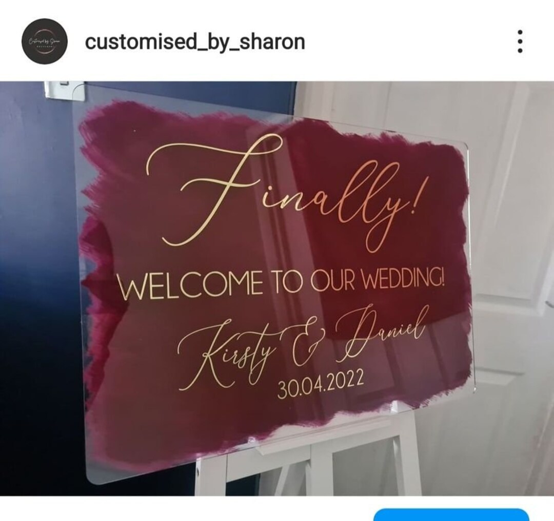 A1, A2 Welcome Sign, Personalised Welcome to the Wedding Signage, Clear ...