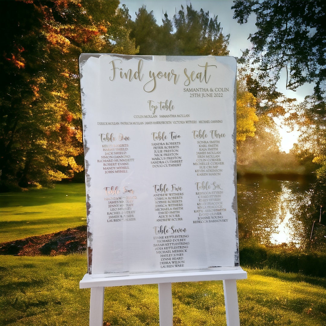 Wedding Table Seating Plan, Seating Chart, Seating Sign, Seat Planner ...