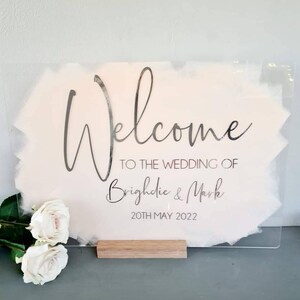A3 Welcome to Wedding Sign, Clear Acrylic With a Painted Back and Stand ...