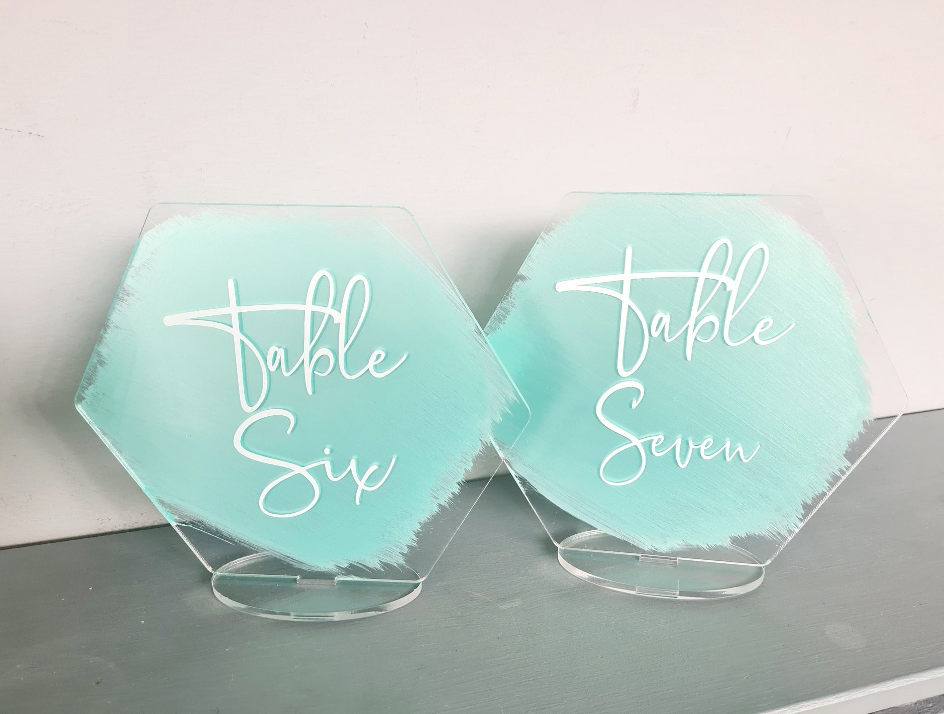 Acrylic Table Numbers Clear Acrylic 15cm Hexagon Table - Etsy UK