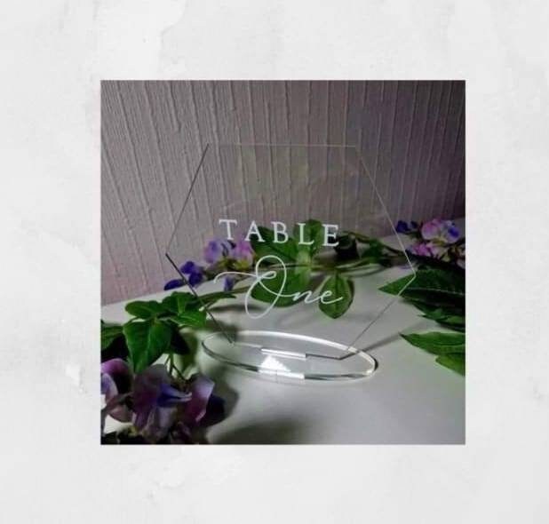 Acrylic Table Numbers Clear Acrylic 15cm Hexagon Table - Etsy UK