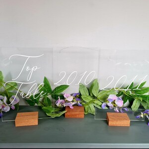 Custom A5 Acrylic Table Numbers With a Wooden Stand, Clear Acrylic ...