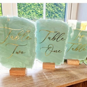 Custom A5 Acrylic Table Numbers With a Wooden Stand, Clear Acrylic ...