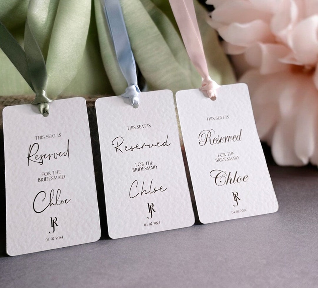 Reserve This Seat Wedding Tags With Satin Ribbon. 12x7cm Luxury White ...