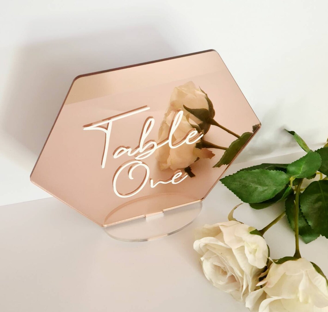 Rose Gold silver mirrored acrylic table numbers Table plan | Etsy