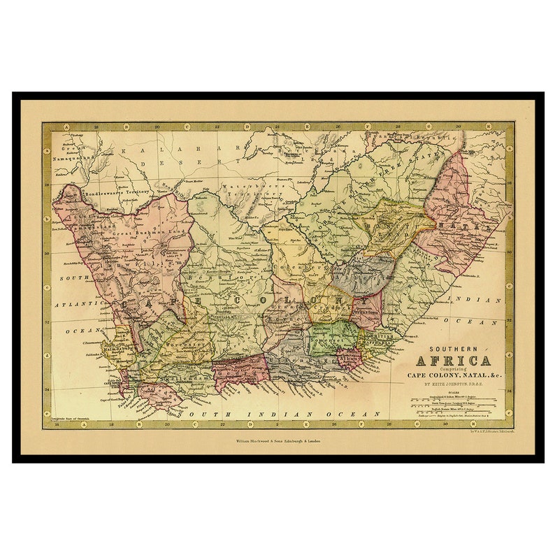 SOUTH AFRICA 1880. Linen Backed Folded Map. Old Map Reprint - Etsy