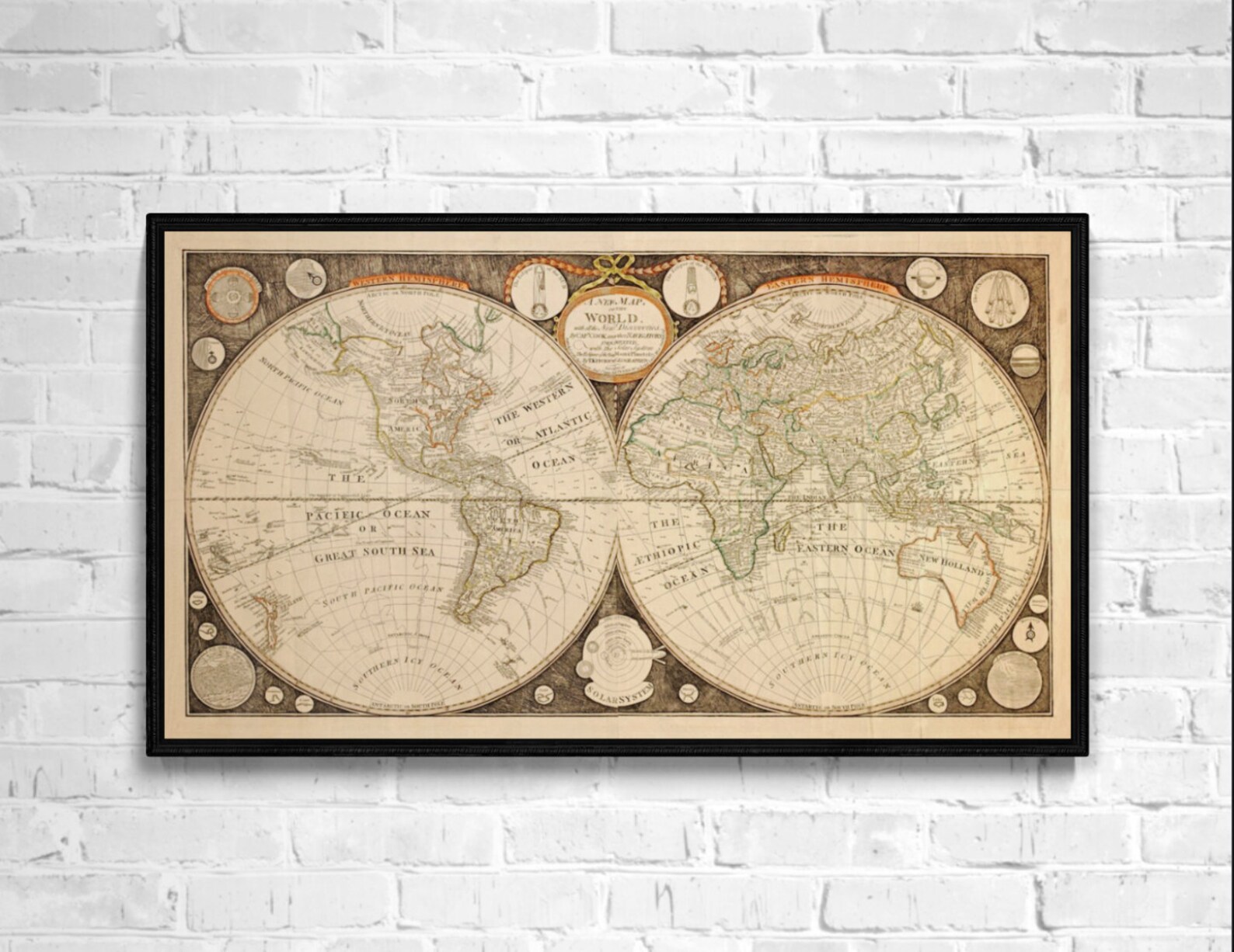 WORLD MAP, 1799. Old Map Reprint. Linen Backed, Folded Map. Wall Decor ...