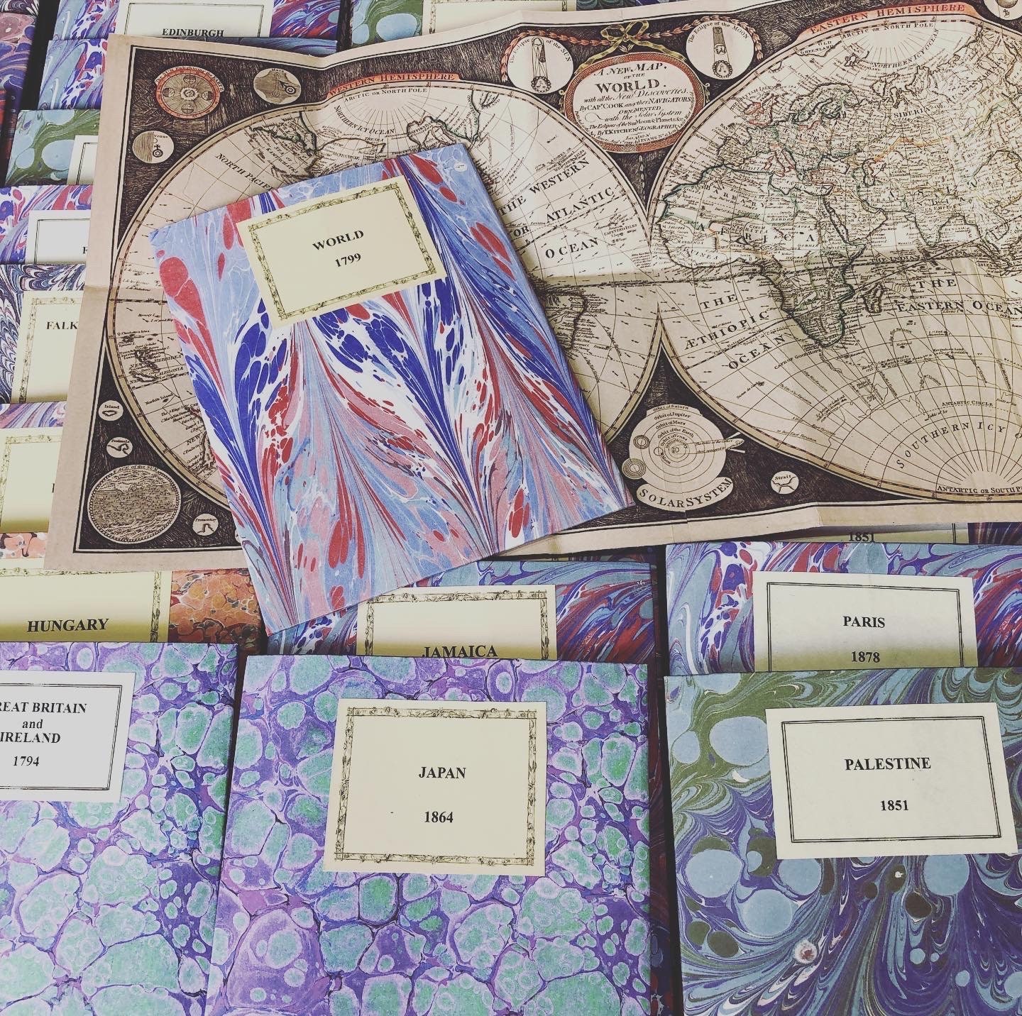 WORLD MAP, 1857. Old Map Reprint. Linen Backed, Folded Map. Wall Decor ...