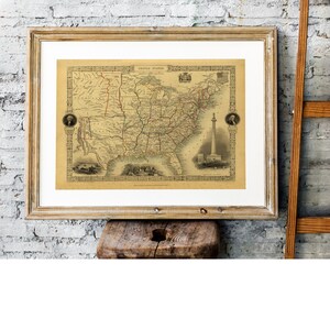 UNITED STATES MAP, 1851. Old Map Reprint. Linen Backed, Folded Map ...