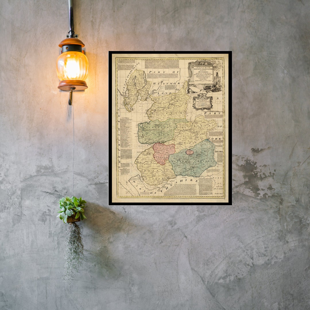 LANCASTER, 1775. Linen Backed, Folded Map. Old Map Reprint - Etsy UK