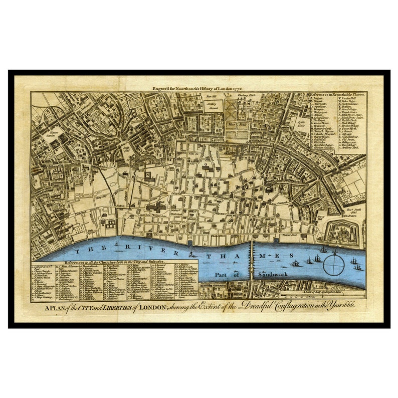 LONDON. A Plan of the City and Liberties of London, 1666. Linen Backed ...