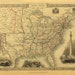 UNITED STATES MAP, 1851. Old Map Reprint. Linen Backed, Folded Map ...