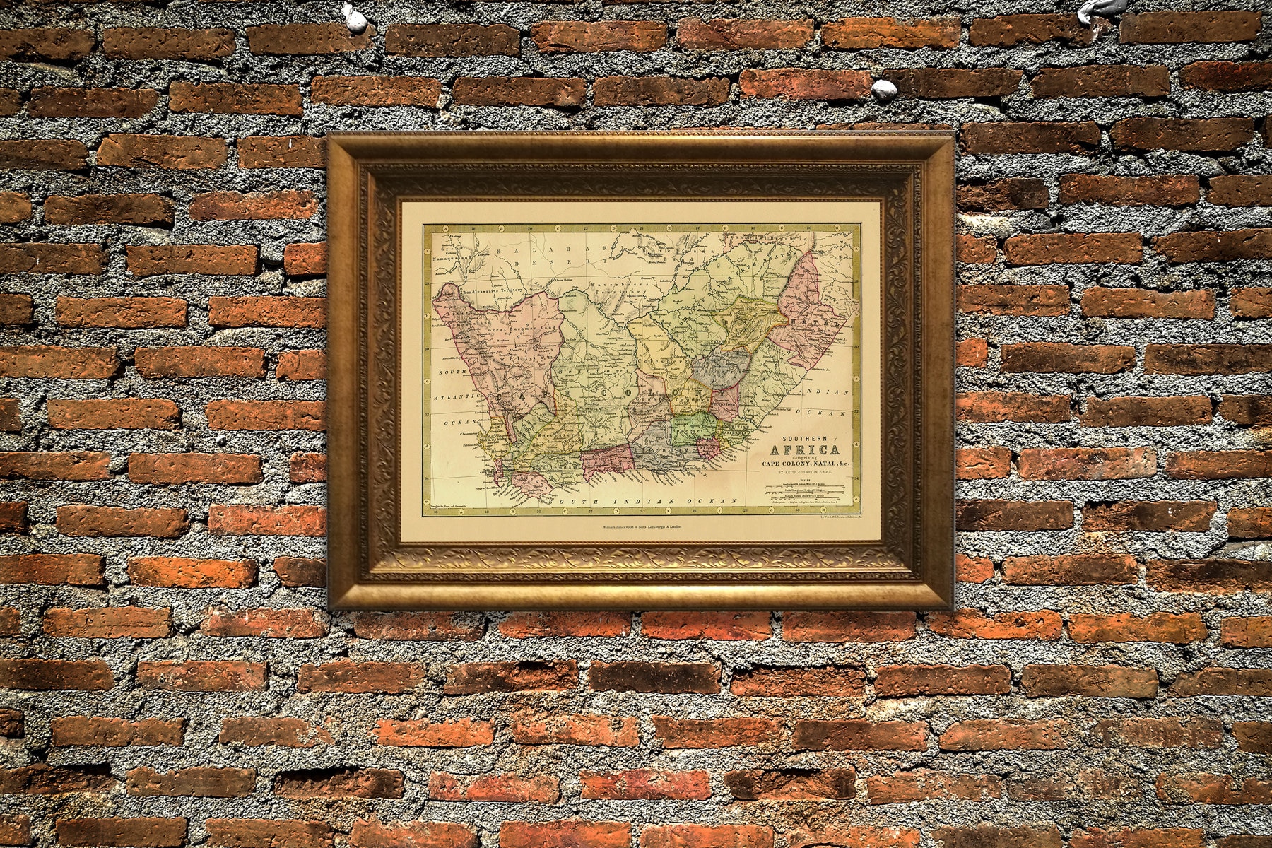 SOUTH AFRICA MAP, 1880. Old Map Reprint. Linen Backed, Folded Map. Wall ...