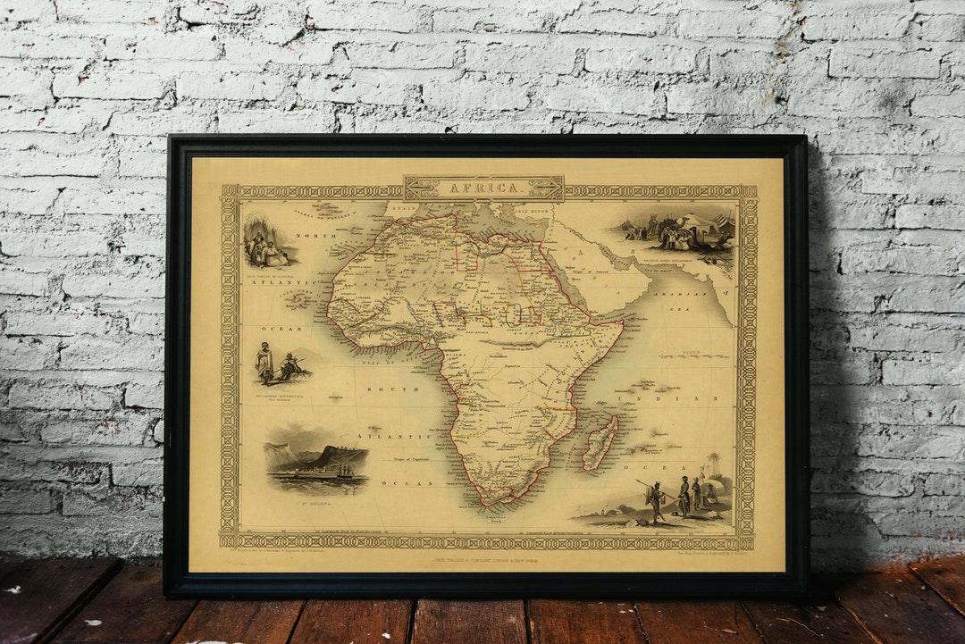 AFRICA, 1851. Linen Backed, Folded Map. Old Map Reprint - Etsy