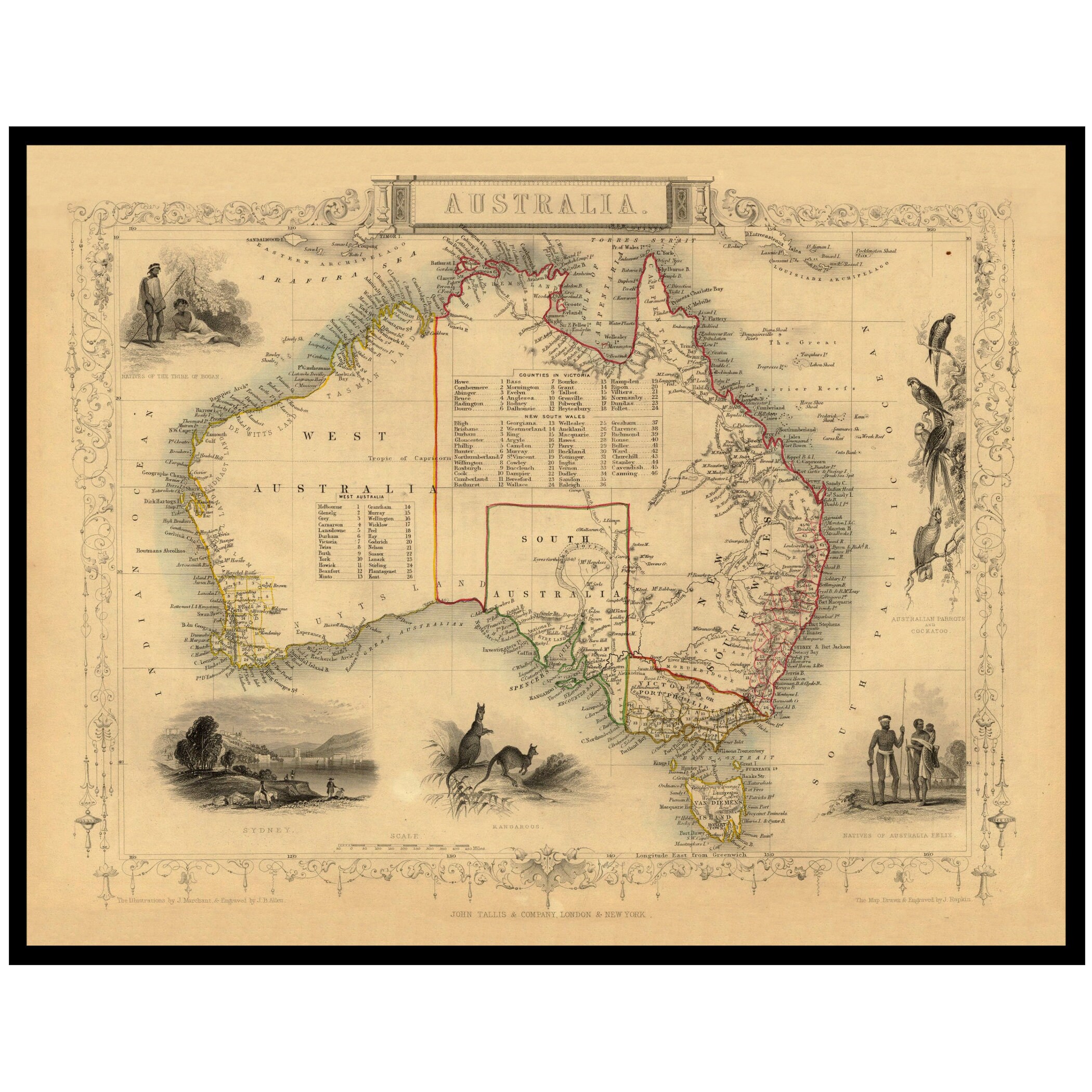 AUSTRALIA MAP 1851. Old Map Reprint. Linen Backed Folded - Etsy