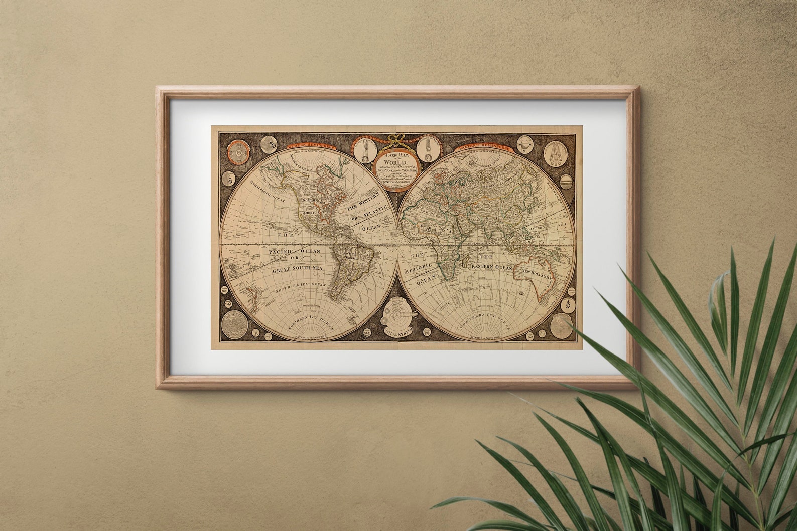 WORLD MAP, 1799. Old Map Reprint. Linen Backed, Folded Map. Wall Decor ...