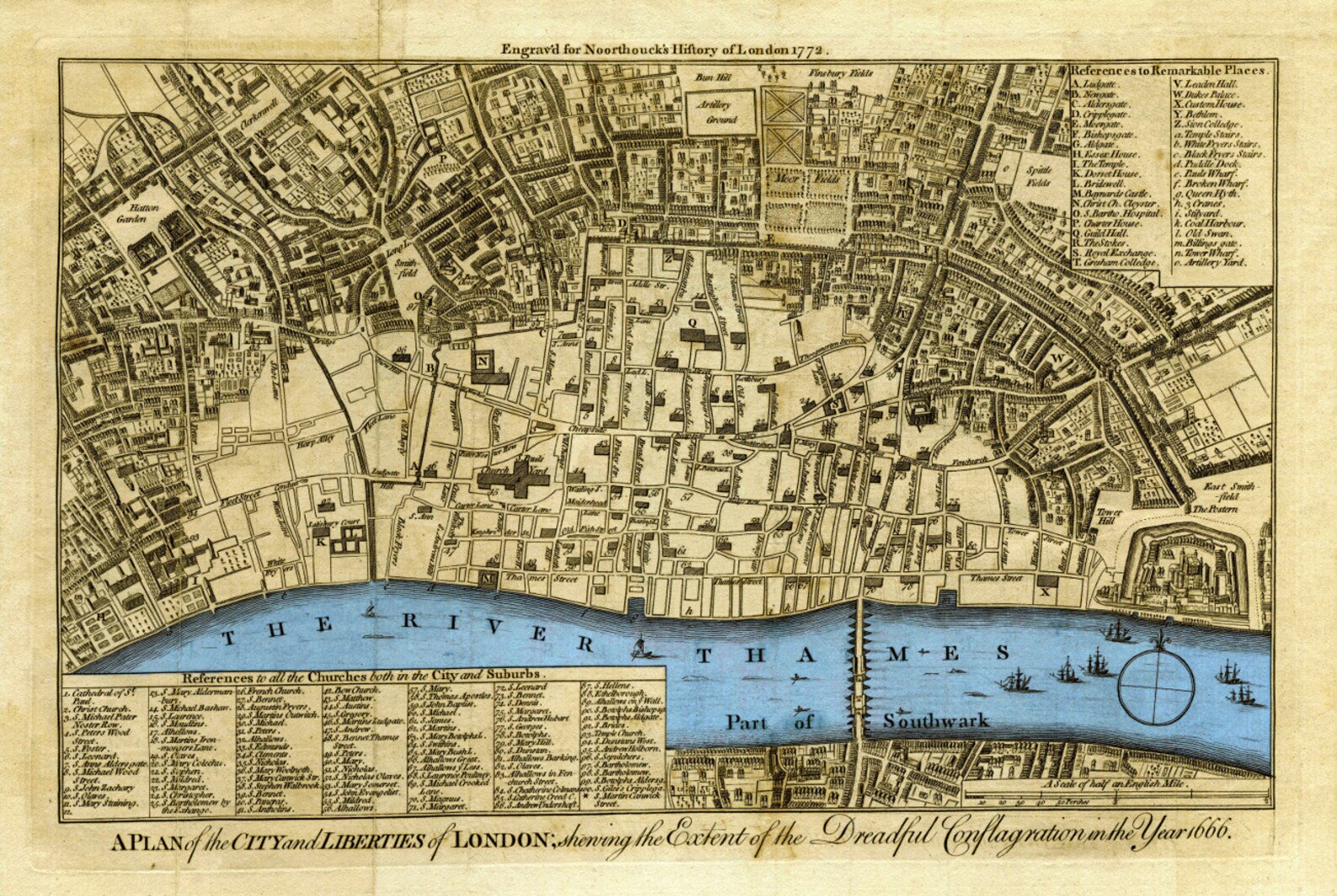 LONDON. A Plan of the City and Liberties of London 1666. - Etsy