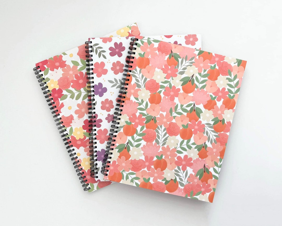 Floral Notebook | Pink Floral Notebook | Purple Floral Notebook | Peach ...