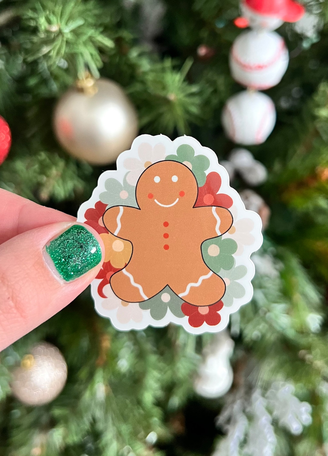 Gingerbread Man Sticker Christmas Sticker Vinyl Sticker Laptop Sticker ...