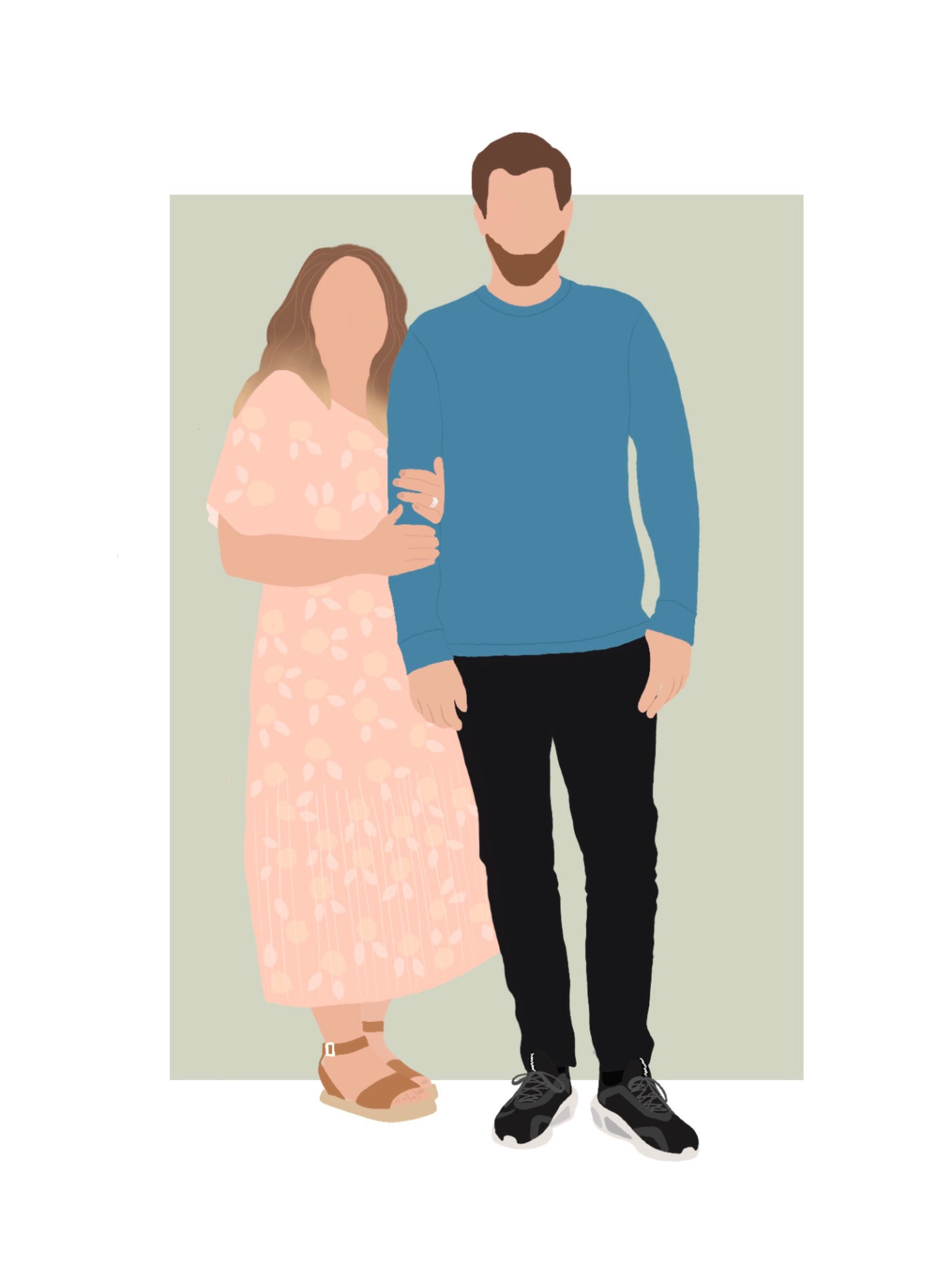 Digital Portraits Custom Faceless Portrait Digital Drawing - Etsy