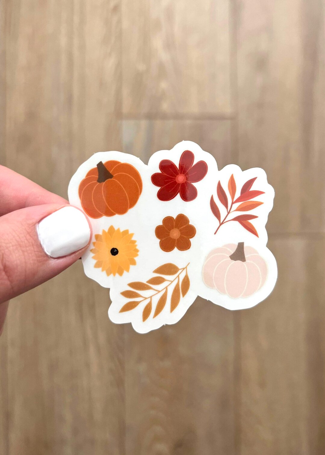 Fall Floral Sticker | Pumpkin Sticker | Clear Vinyl Sticker | Autumn ...