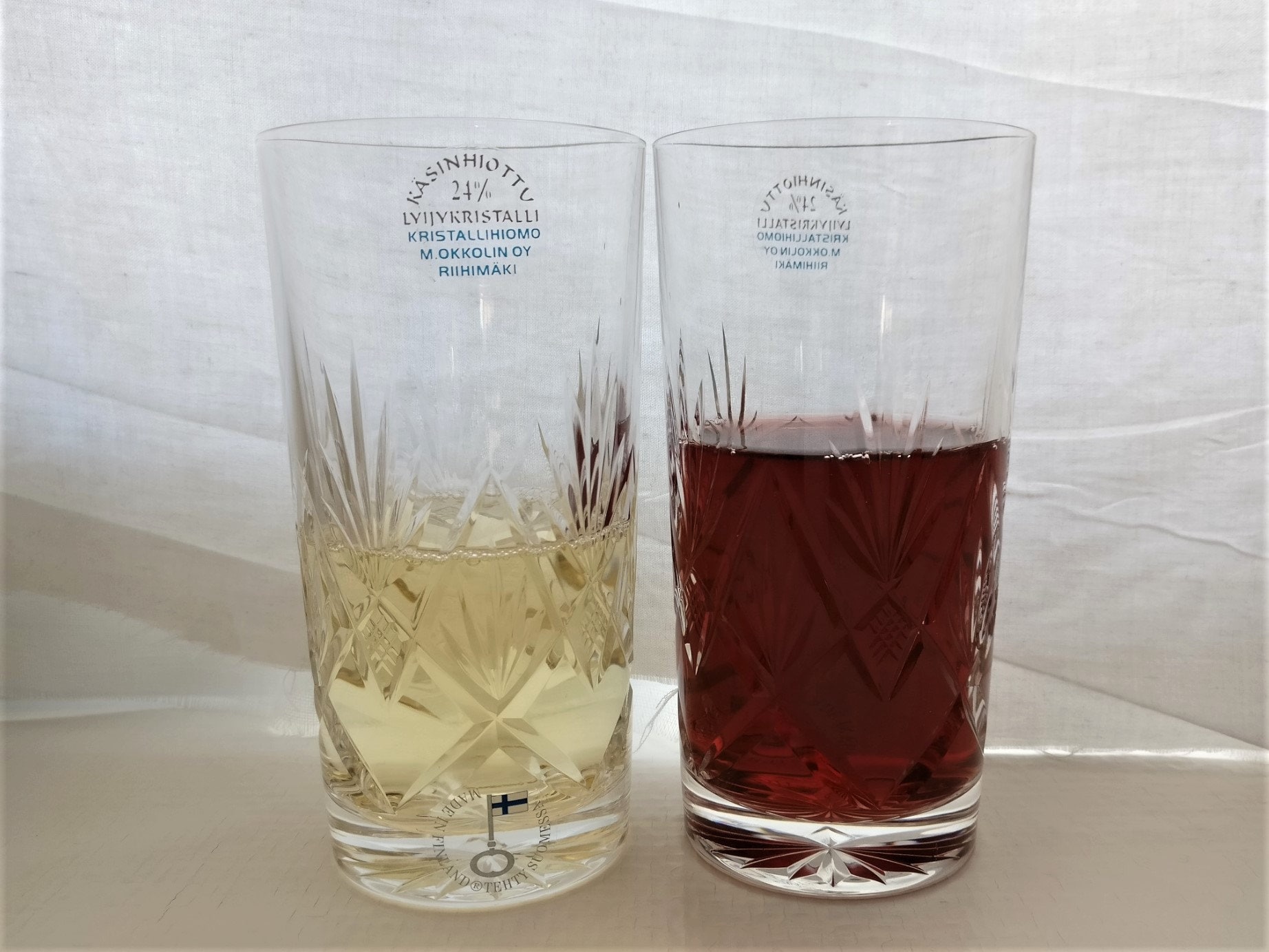 Finnish Crystal Set of Two Large Glasses Made by - Etsy UK