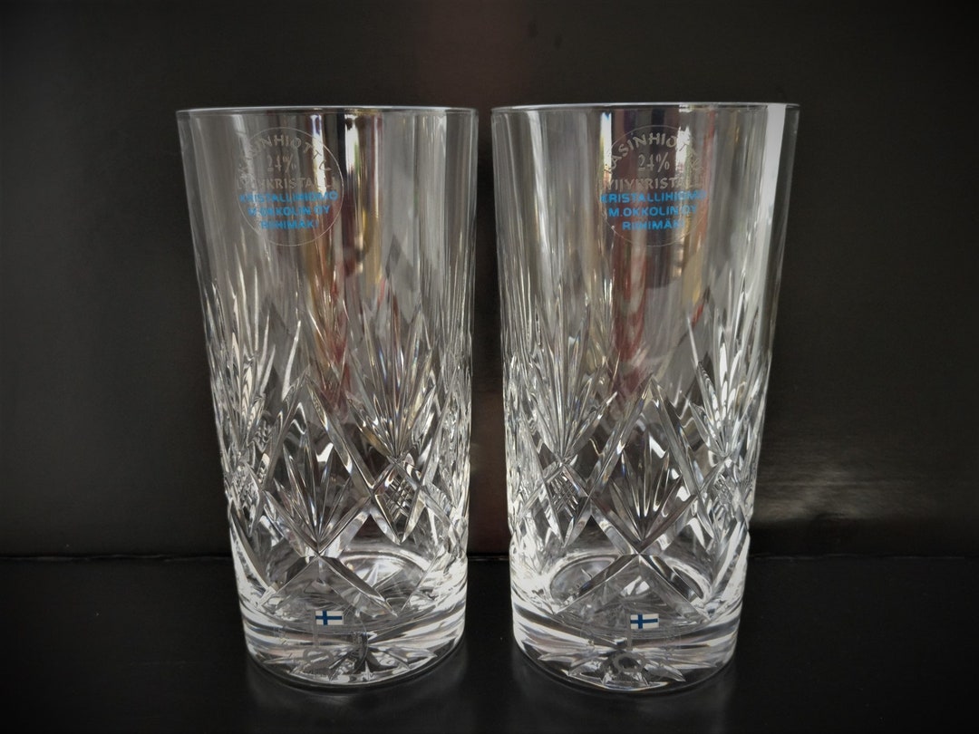 Finnish Crystal, Set of Two Large Glasses Made by Kristallihiomo M ...