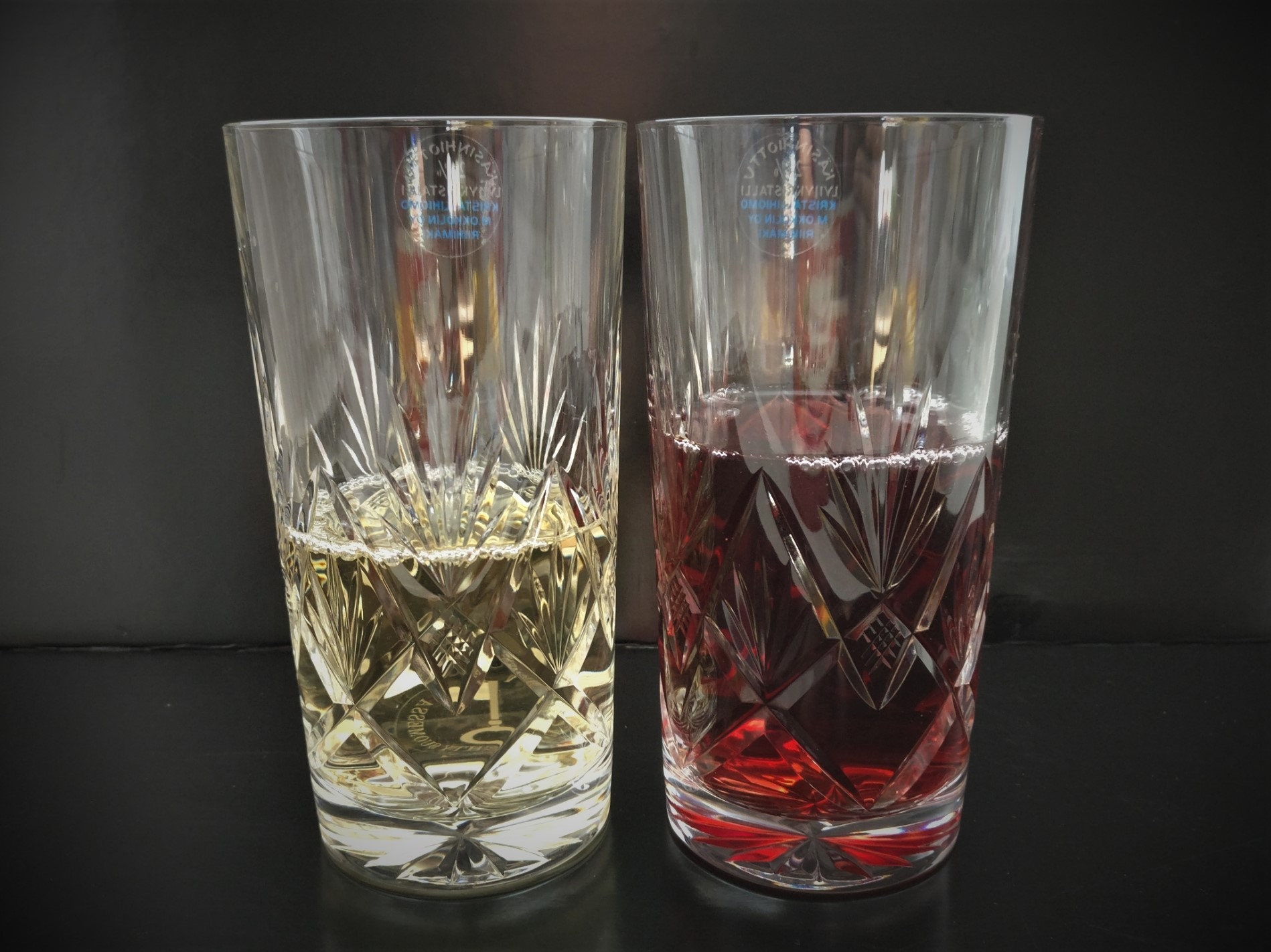 Finnish Crystal Set Of Two Large Glasses Made By | Etsy