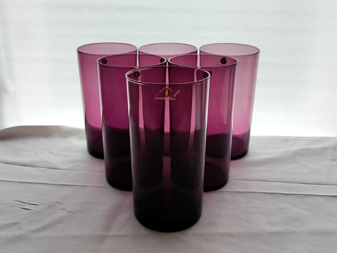 Iittala: Six Purple I-114 Handmade 25 Cl Highball Glasses, Designed by ...