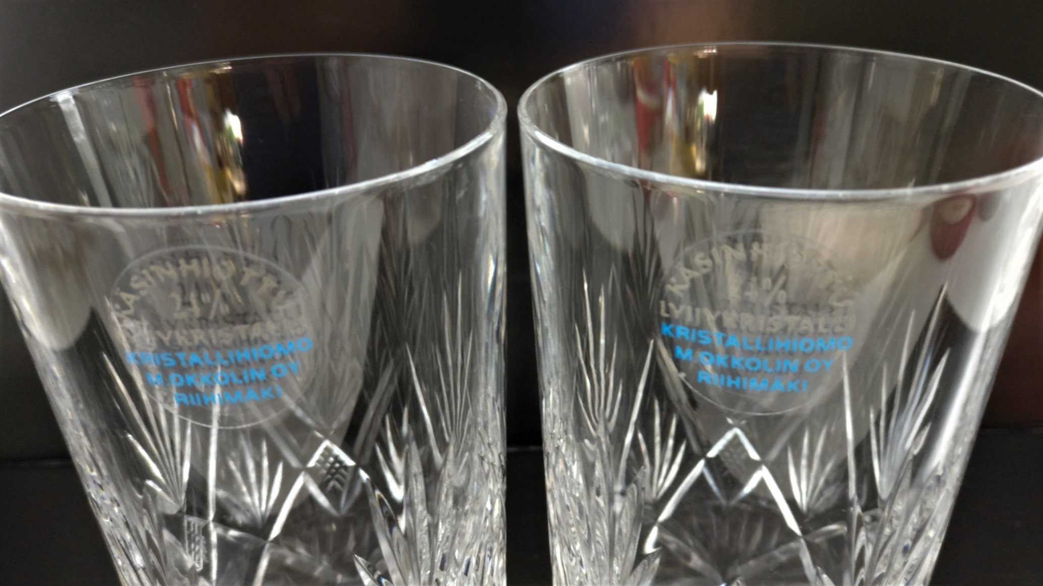 Finnish Crystal, Set of Two Large Glasses Made by Kristallihiomo M ...