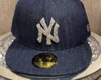 Bling Fitted Cap, New York Yankees Sz 7 5/8 - Etsy