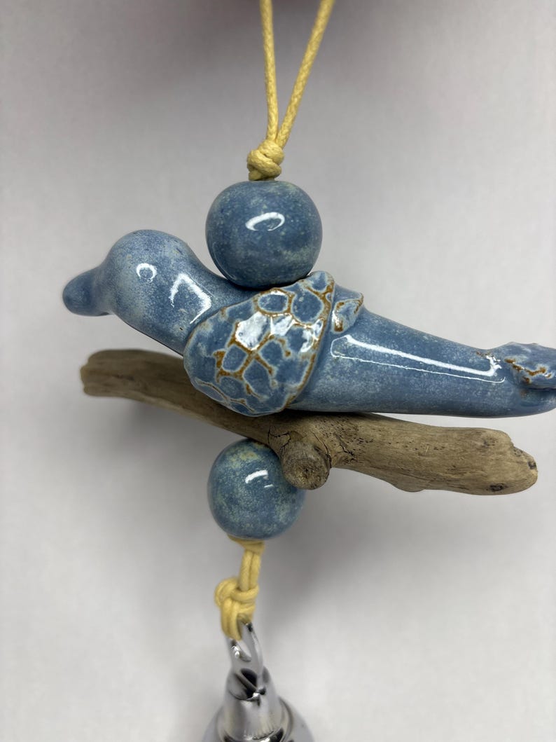 Handmade Ceramic Bird Wind Chime/ornament on Driftwood/funky/canadian ...