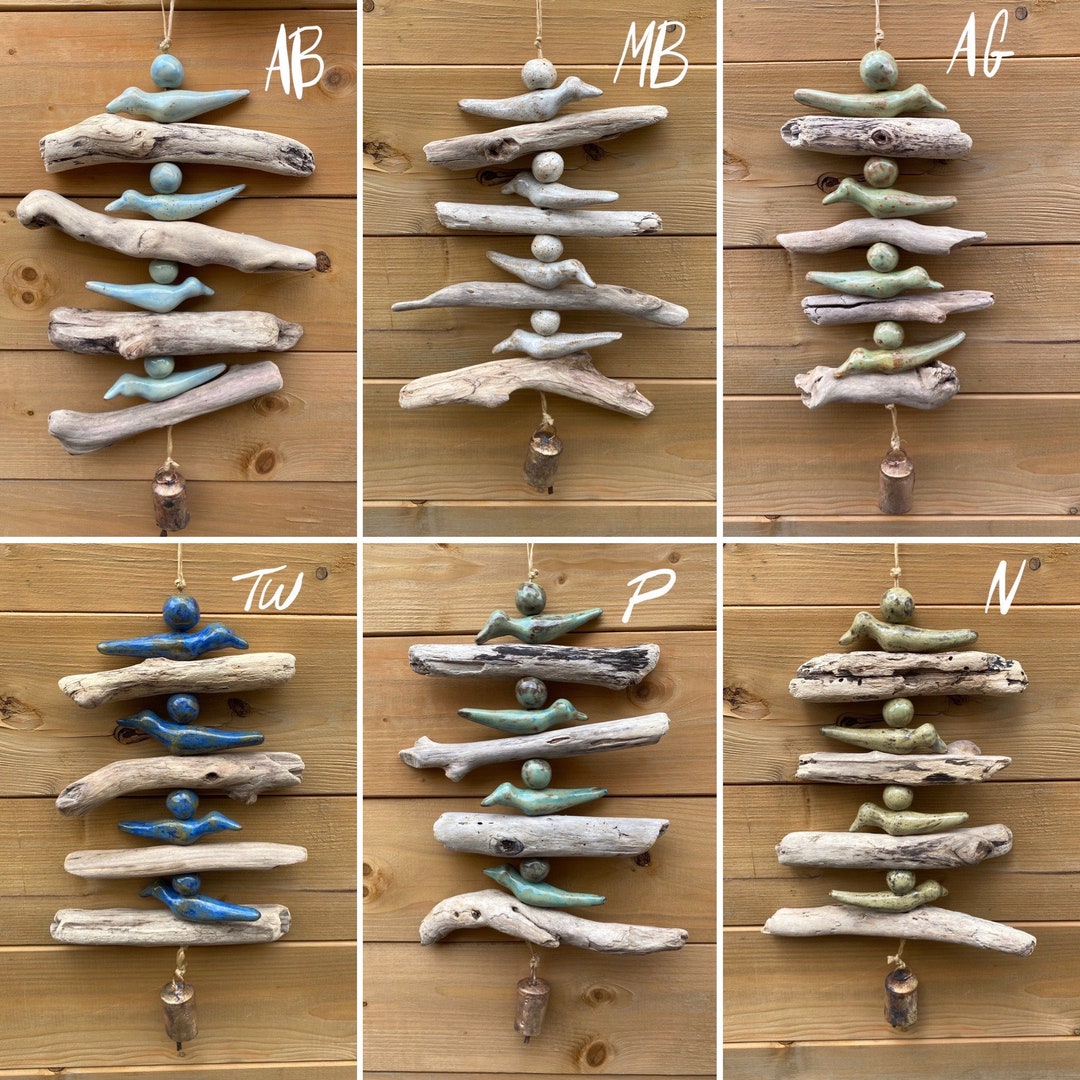 Spring/bird/wind Chime/garden Decor/pottery/handmade/driftwood/wabi ...