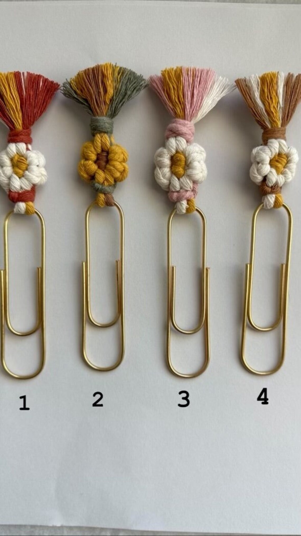 Macrame Flower Bookmark | Macrame Paperclip | JUMBO Paperclip ...
