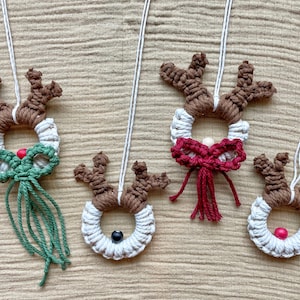 Macrame Reindeer Ornament | Reindeer Car Charm | Macrame Christmas ...