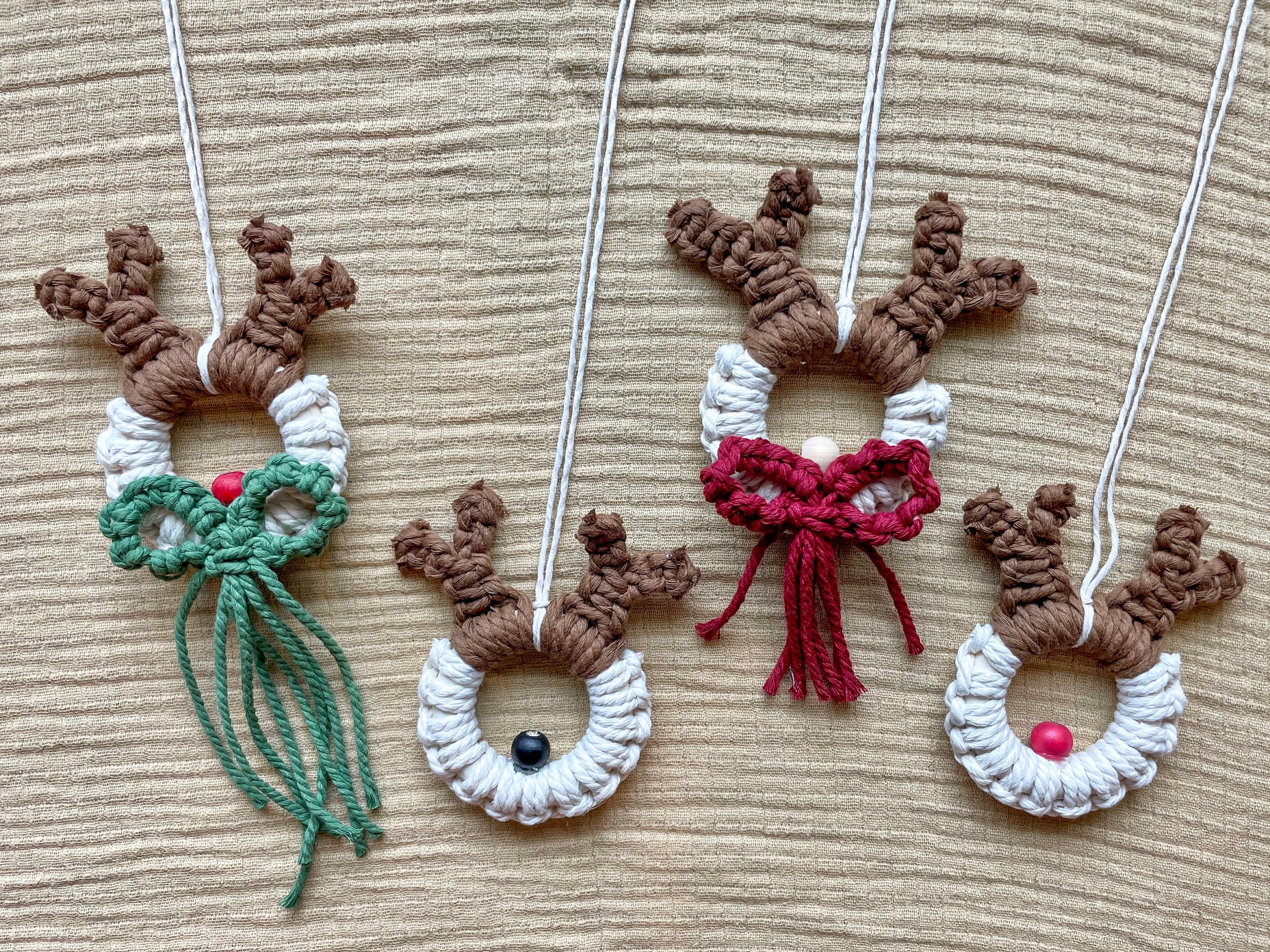 Macrame Reindeer Ornament | Reindeer Car Charm | Macrame Christmas ...