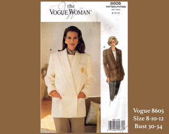 UNCUT Vogue Sewing Pattern 8123, Very Easy Loose-fitting Jacket, Sizes ...