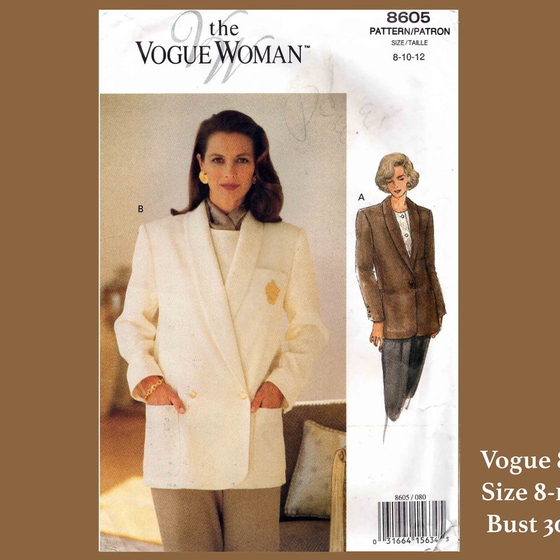 Vogue Jacket Pattern - Etsy