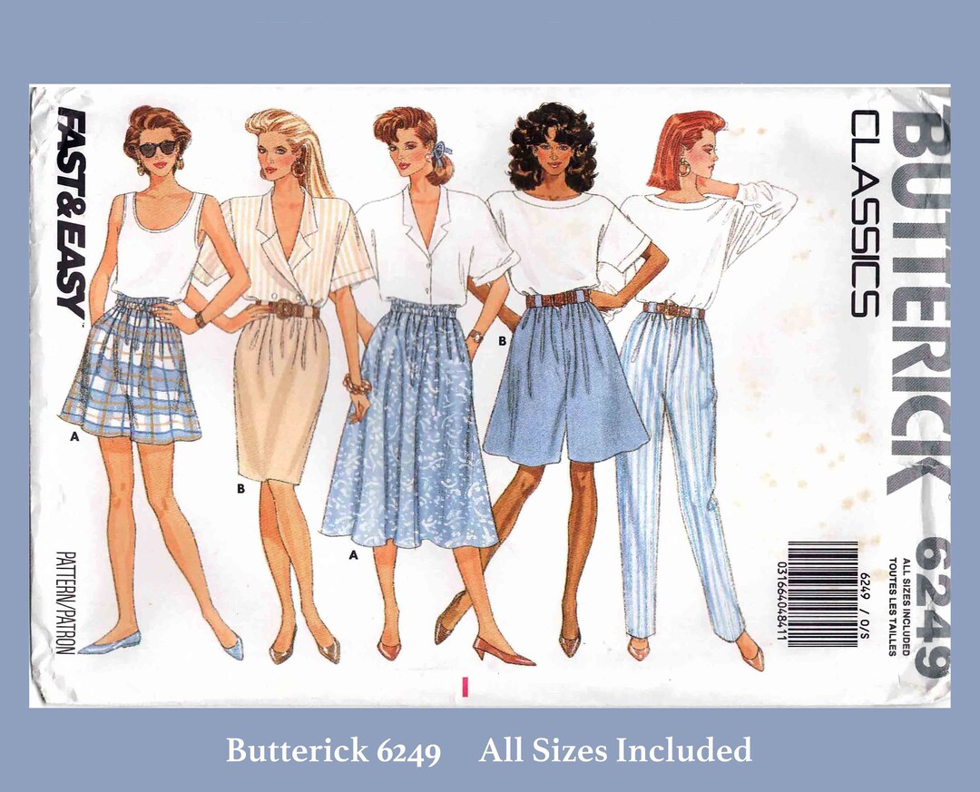 Vintage 90's Butterick Classic Pattern 6249 Misses Pants, Shorts ...