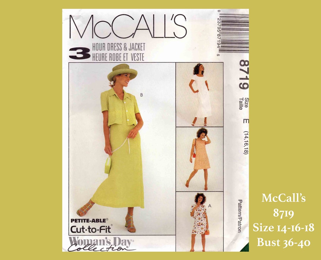 Vintage Mccall's 8719 Uncut Factory Fold Misses' Jacket and Dress in ...