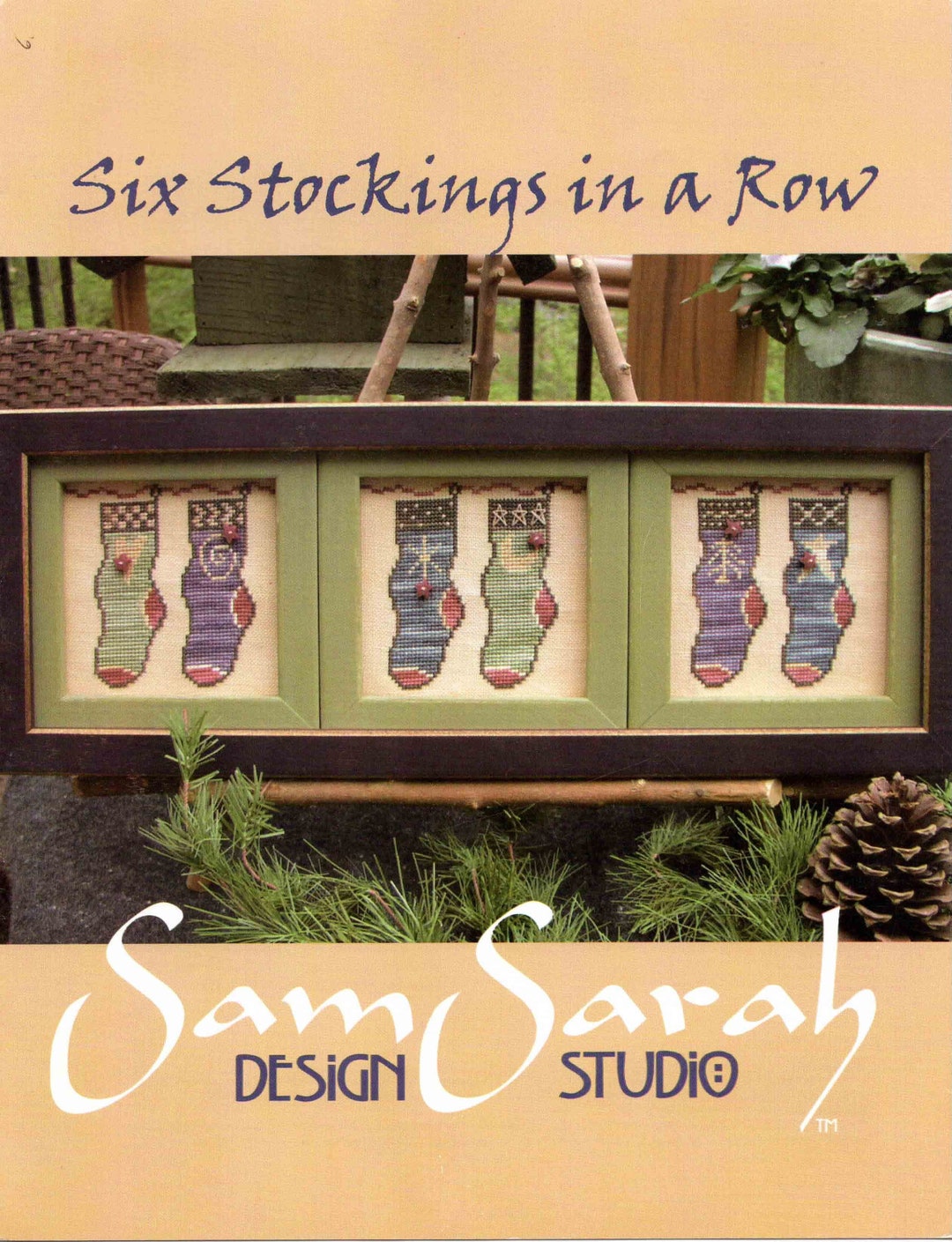 Samsarah six Stockings in a Row OOP 2005 Christmas Stockings Cross ...