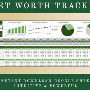 Net Worth Tracker Spreadsheet for Google Sheets, Net Worth Calculator ...