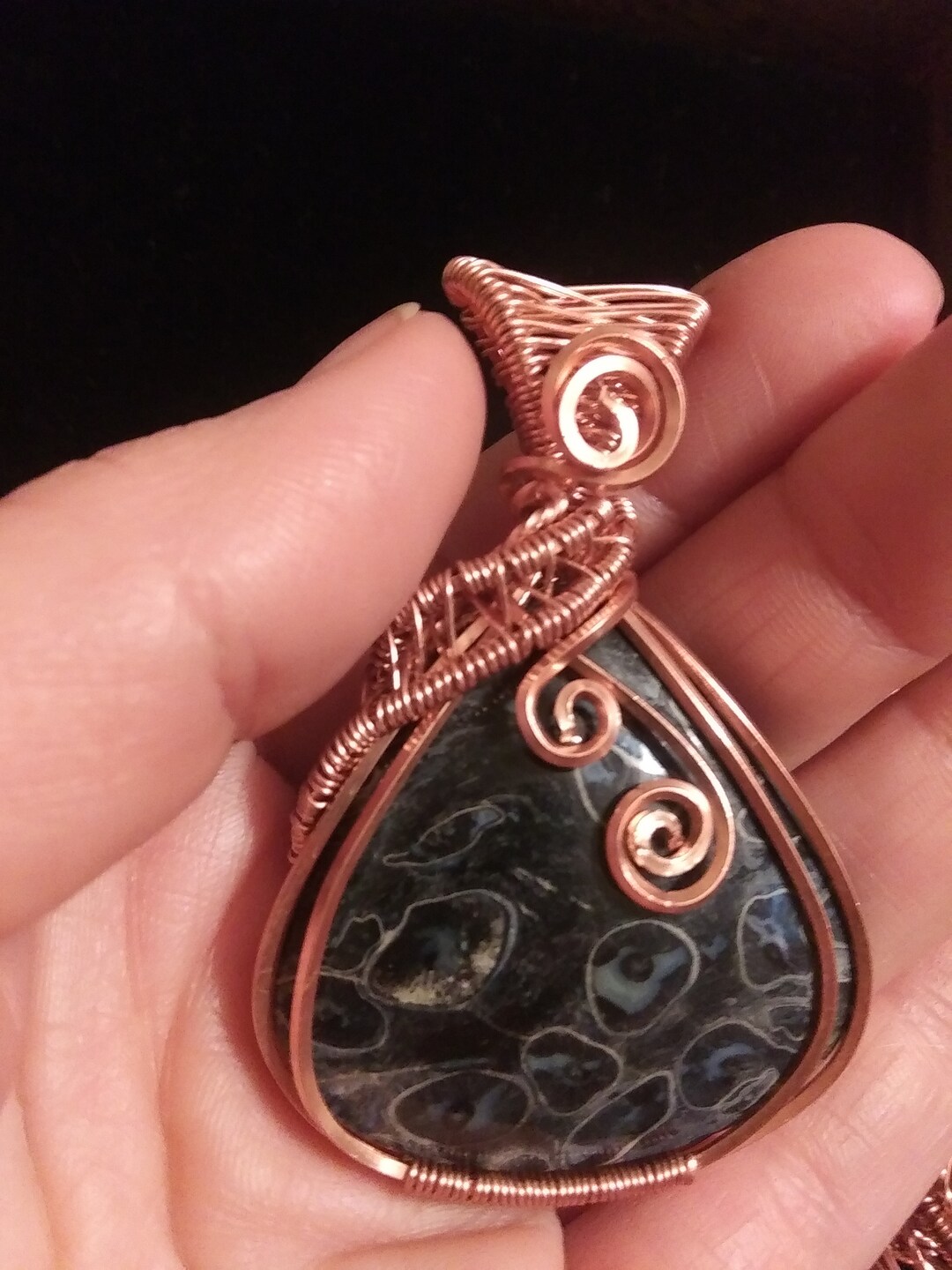 Fossil Stone Copper Wire Wrapped Amulet Pendant - Etsy