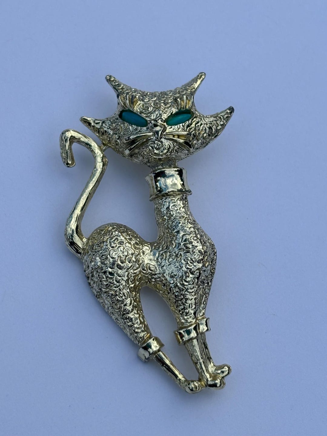 Vintage JJ Cat Brooch 1960s Siamese Cat Gold Tone Cat Brooch With Faux ...