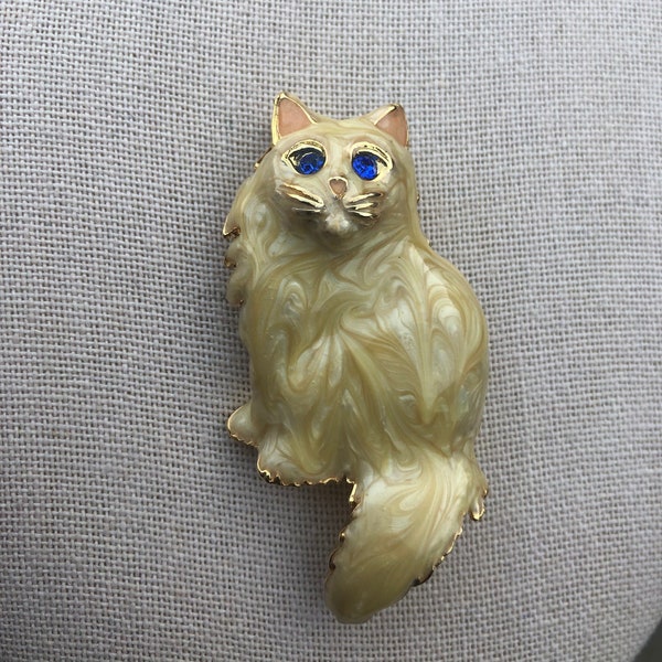 Enamel Cat Brooch Etsy