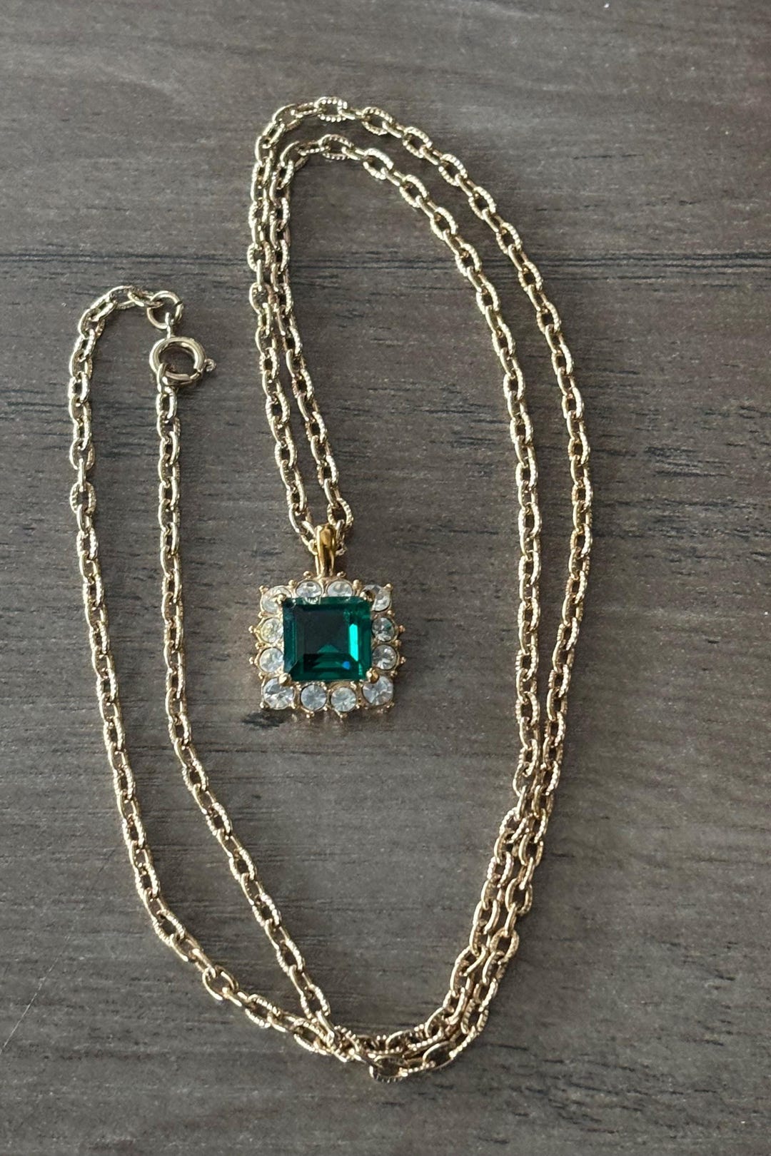 Vintage Gorgeous Roman Brand Signed Pendant Necklace With Faux Emerald ...