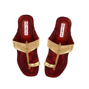 Women Leather Handmade Flats Women Kolhapuri Chappal Kolhapuri Slippers ...