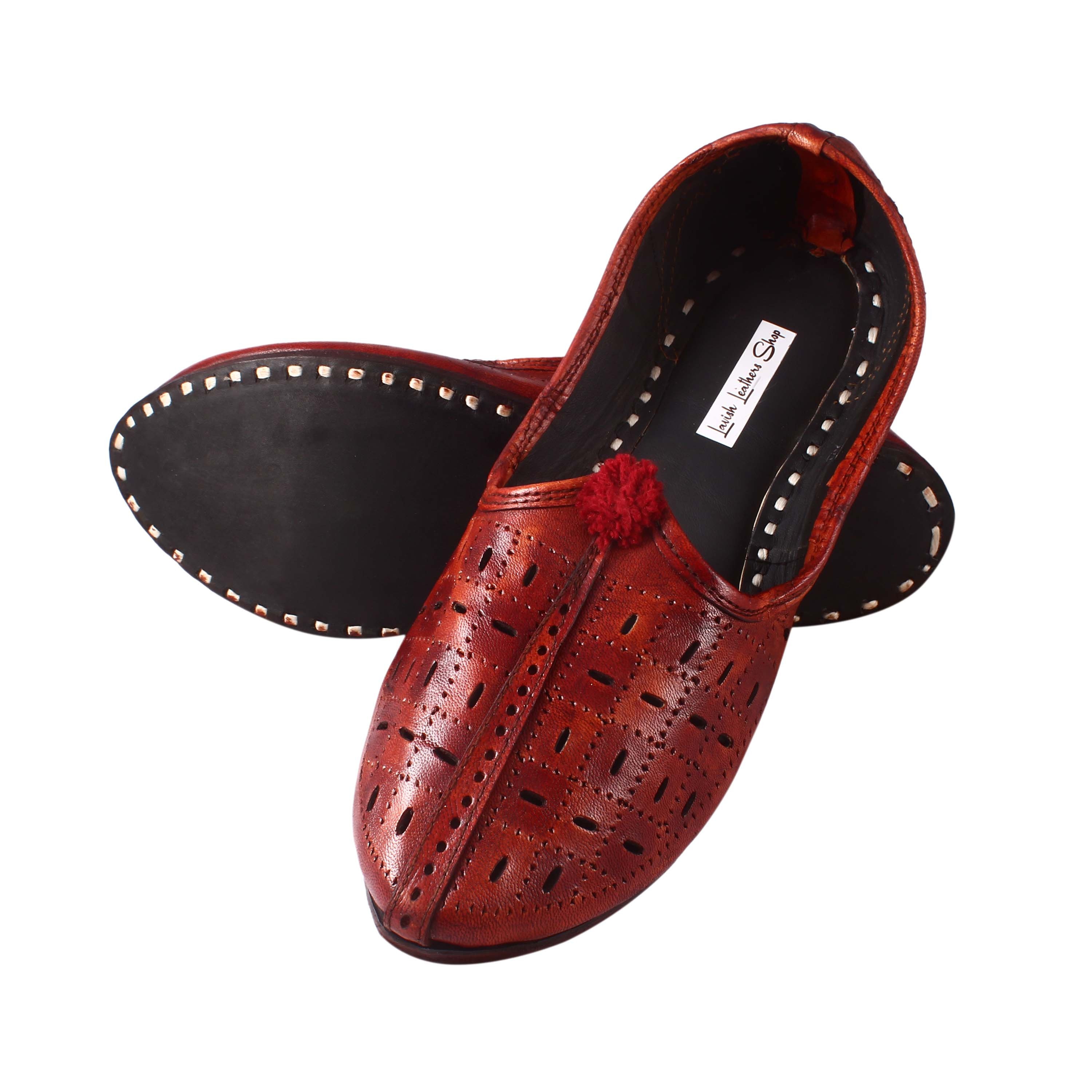 Mens Desi Jutti Handmade Leather Shoes Men's Mojaris Ethnic Shoes Brown ...
