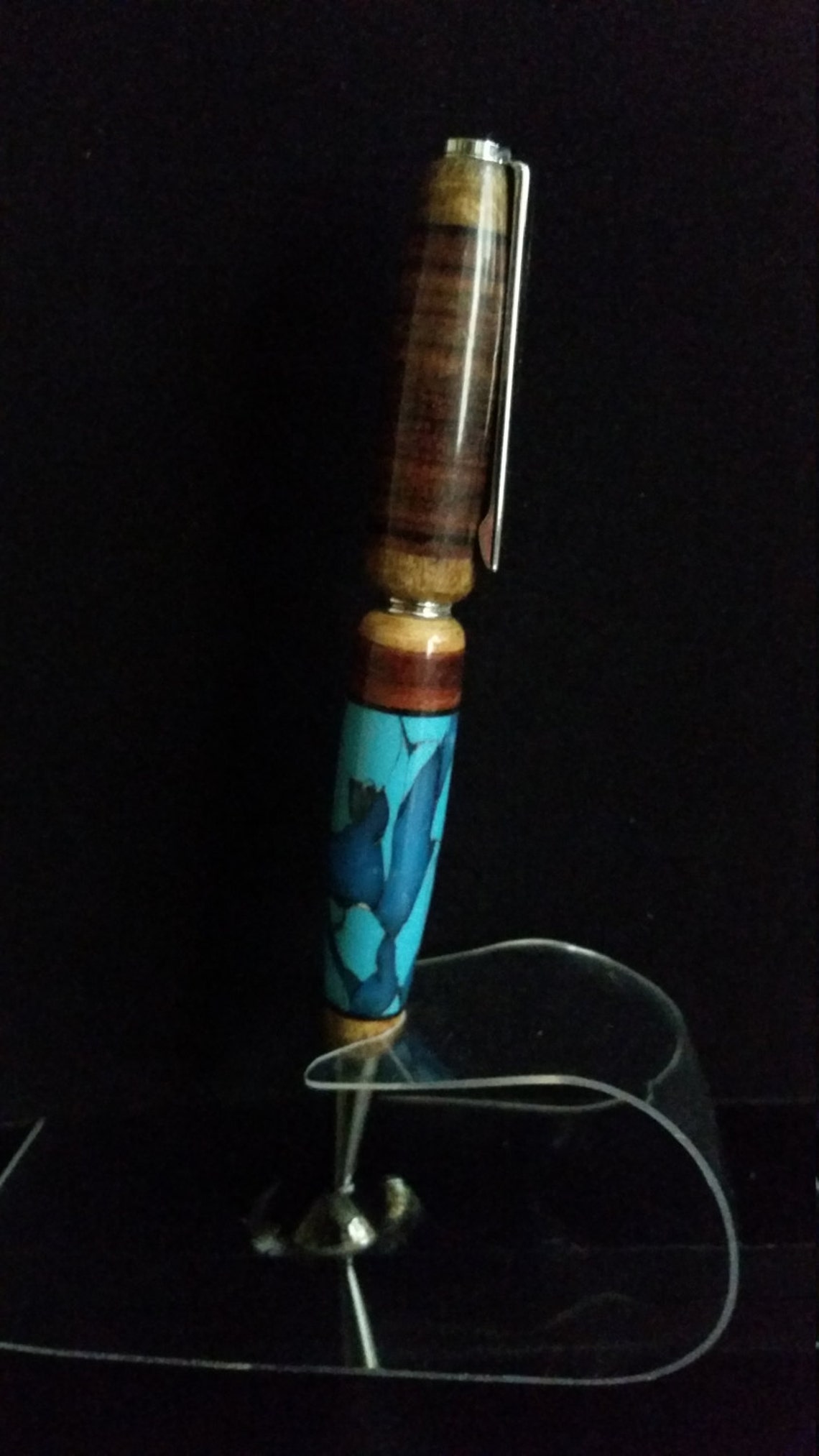 Stacked Leather Polymer and Hardwood Hand Turned Pen - Etsy Denmark