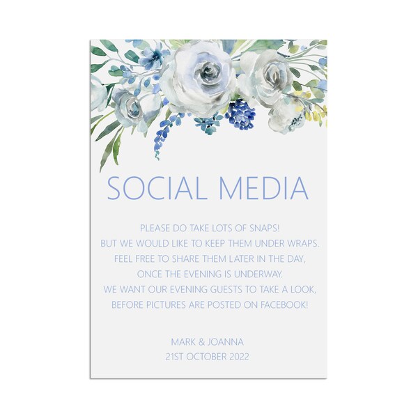 No Social Media Wedding Sign - Etsy UK